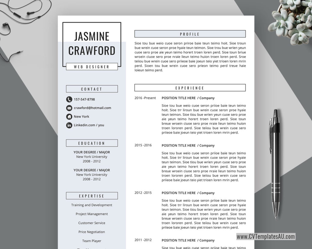 Professional CV Template for Microsoft Word, Cover Letter, Curriculum ...