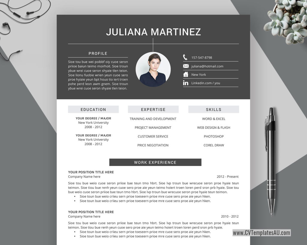 Professional CV Template for Microsoft Word, Cover Letter, Modern ...