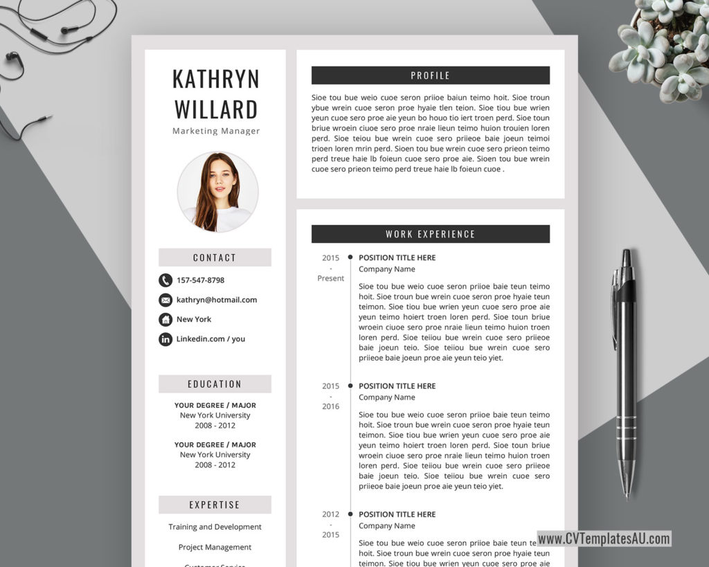Modern CV Template for Microsoft Word, Cover Letter, Professional ...