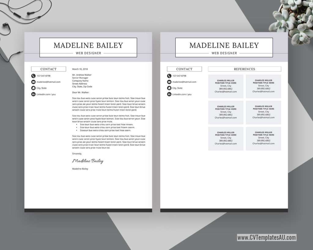 Modern CV Template for Microsoft Word, Cover Letter, Curriculum Vitae ...