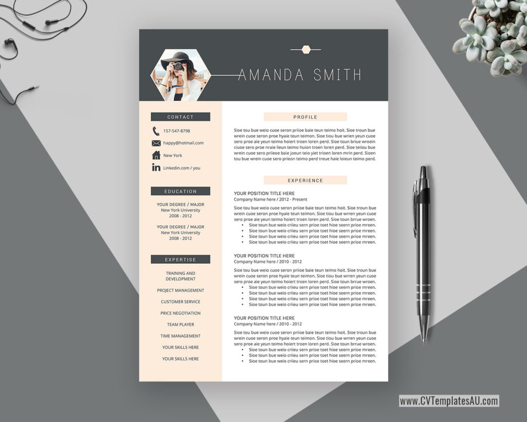 Modern CV Template for Microsoft Word, Cover Letter, Professional ...