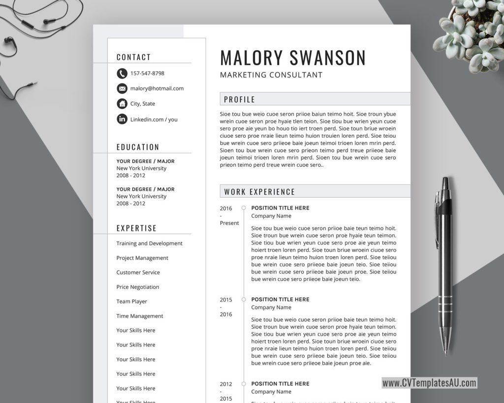 Editable CV Template for Microsoft Word, Cover Letter, Curriculum Vitae ...