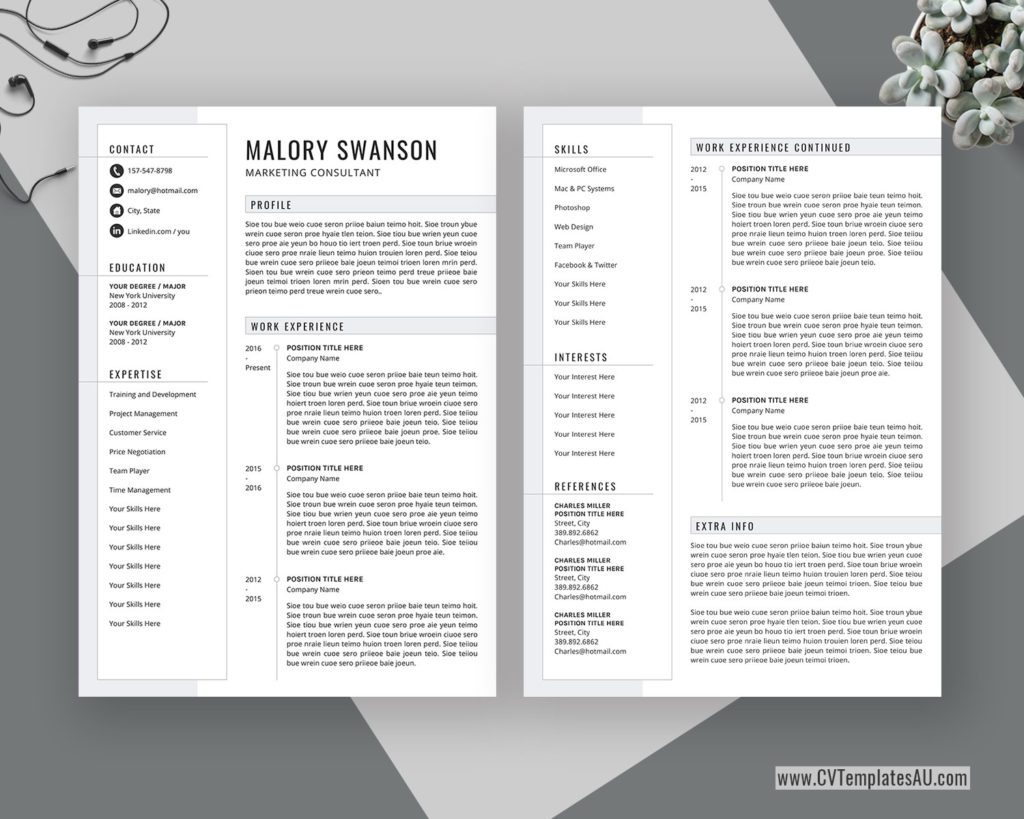 Editable CV Template for Microsoft Word, Cover Letter, Curriculum Vitae ...