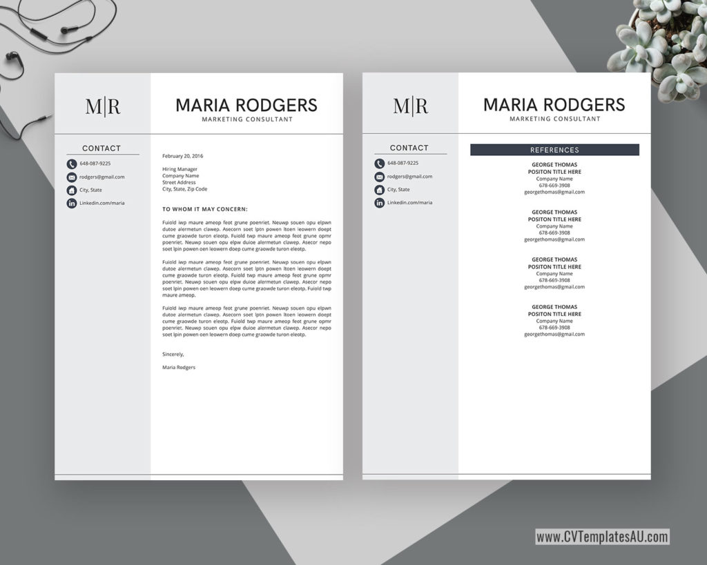Simple CV Template for Microsoft Word, Cover Letter, Curriculum Vitae ...
