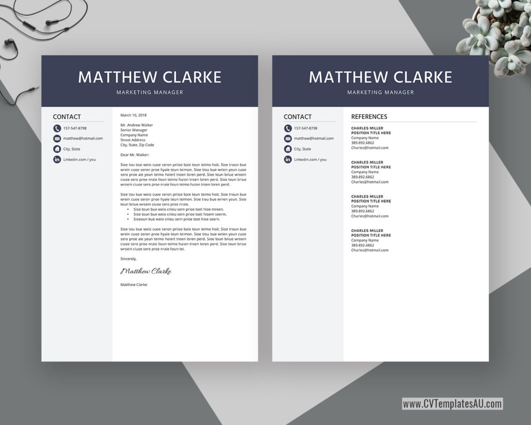 Clean CV Template for Microsoft Word, Cover Letter, Curriculum Vitae ...