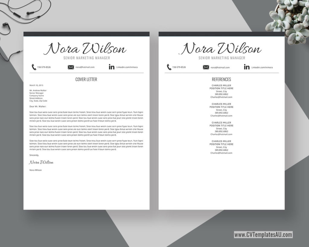 Simple CV Template for Microsoft Word, Cover Letter, Basic Curriculum ...