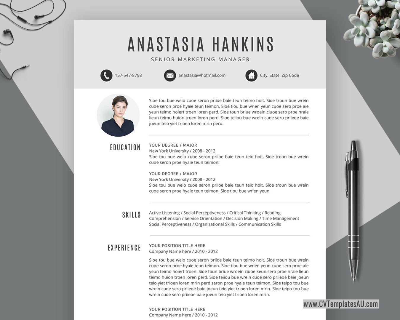 Professional CV Template for Microsoft Word, Cover Letter, Modern ...