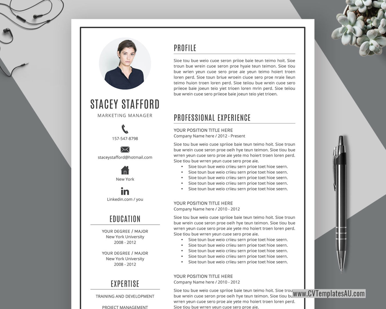 Professional CV Template for Microsoft Word, Cover Letter, Modern ...