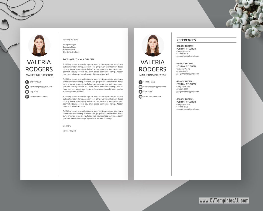 Professional CV Template for Microsoft Word, Cover Letter, Modern ...