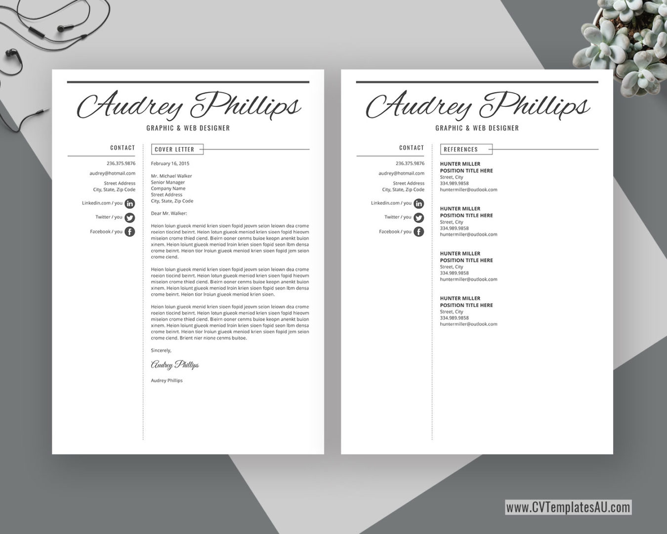 Simple CV Template for Microsoft Word, Cover Letter, Curriculum Vitae ...