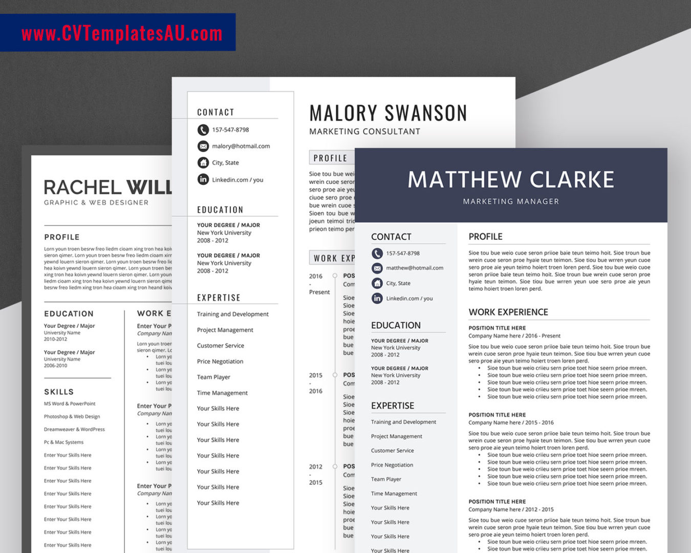 Modern CV Templates Bundle, Professional and Simple Resume Templates ...
