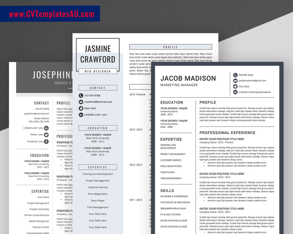 Resume Templates for Job Application – CVTemplatesAU.com