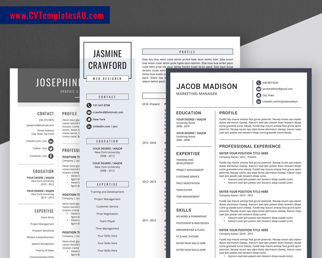 Professional CV Templates Bundle, Modern Resume Templates Design, MS ...