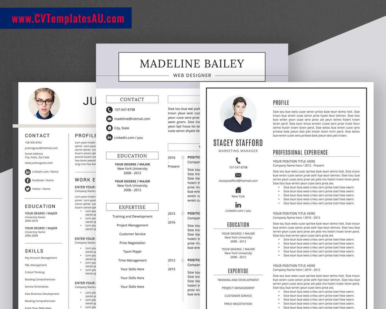 Editable CV Templates Bundle, Professional and Modern Resume Templates ...
