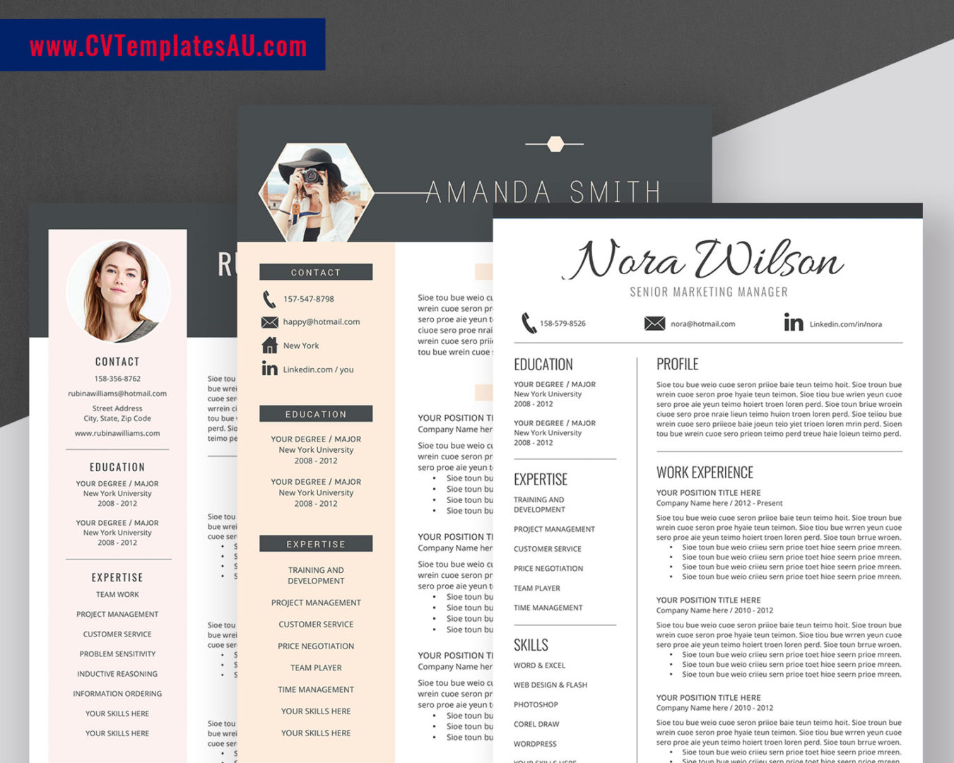 Editable CV Templates Bundle, Professional and Modern Resume Templates ...