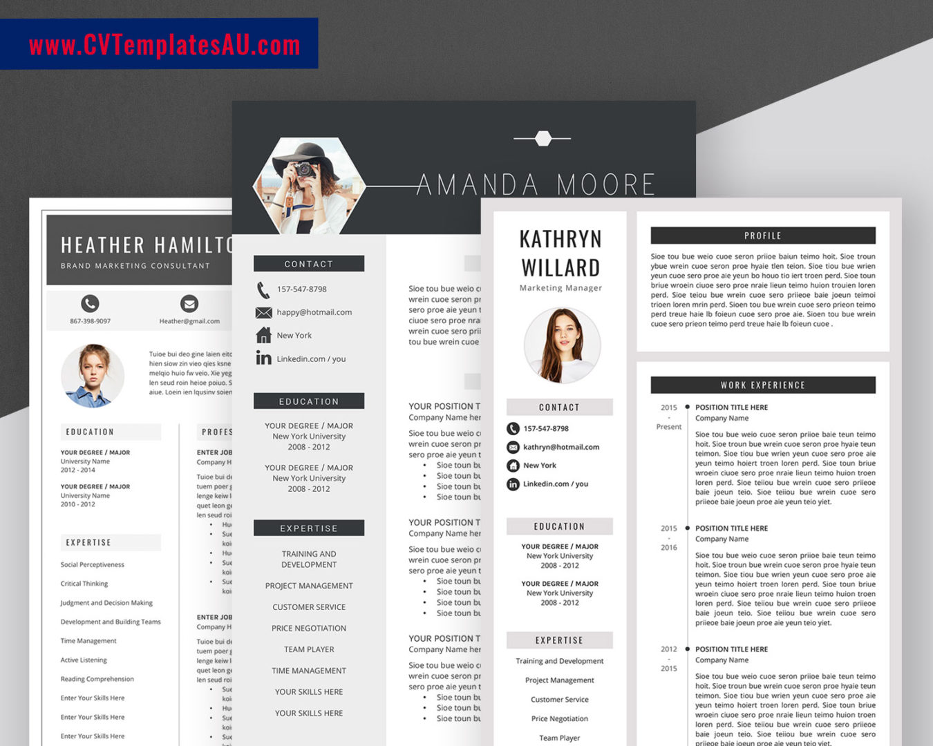 Creative CV Templates Bundle, Modern Resume Templates Design, Simple ...