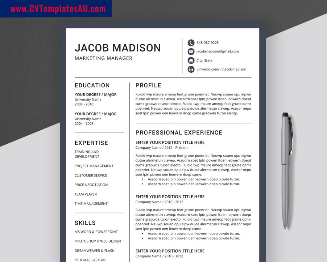 Professional CV Templates Bundle, Modern Resume Templates Design, MS ...