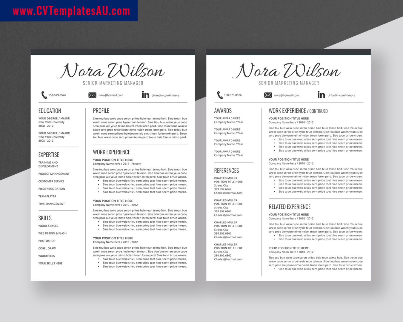 Editable CV Templates Bundle, Professional and Modern Resume Templates ...